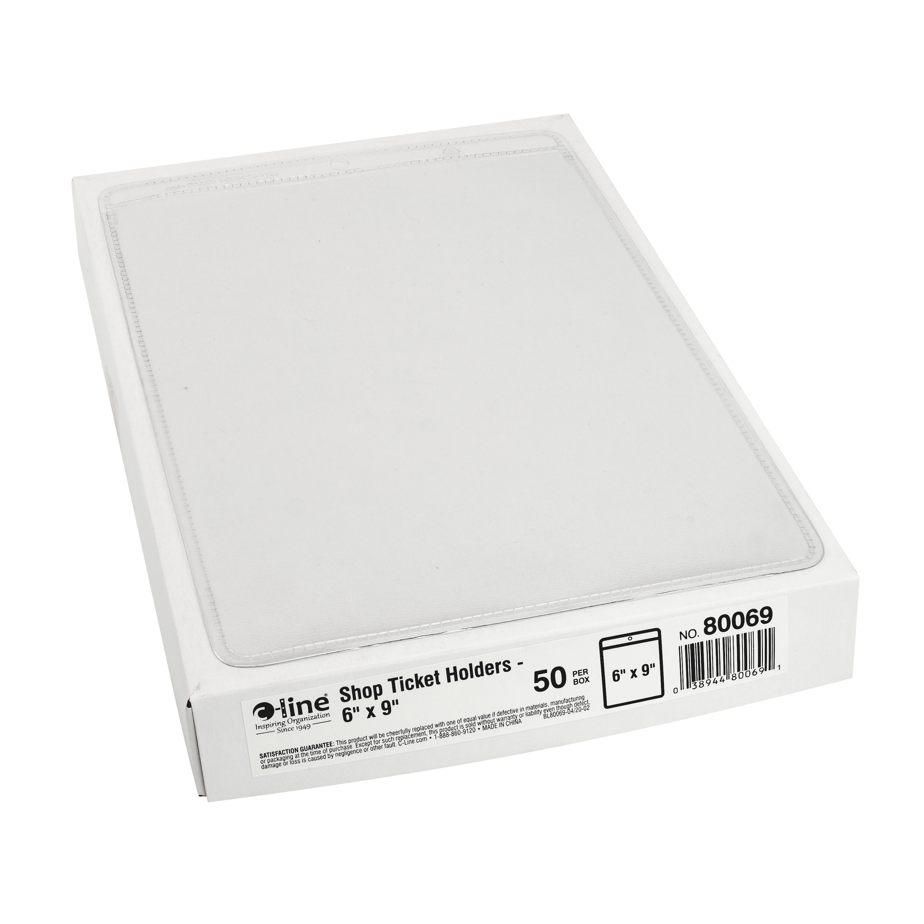 Shop ticket holders, welded vinyl, both sides clear, 6 x 9, 50/BX